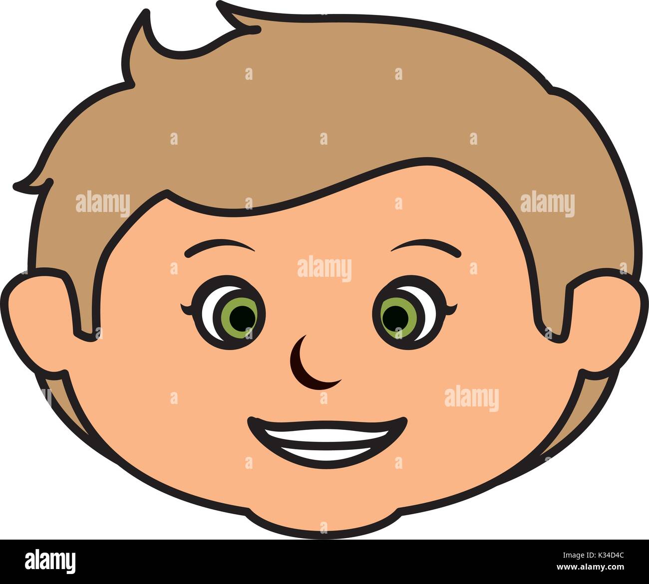 cute little boy head character vector illustration design Stock Vector ...