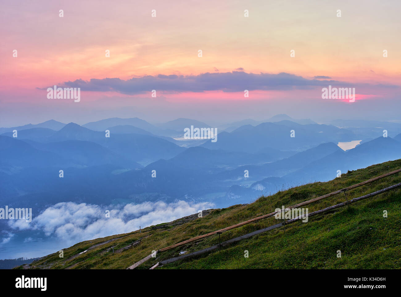 Pink sunset in austrian Alps Stock Photo - Alamy
