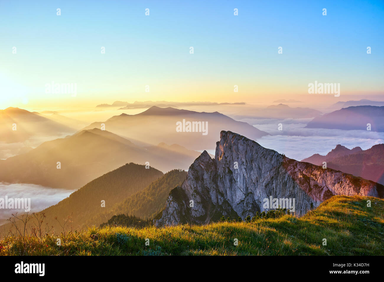 Amazing sunrise in austrian Alps Stock Photo - Alamy