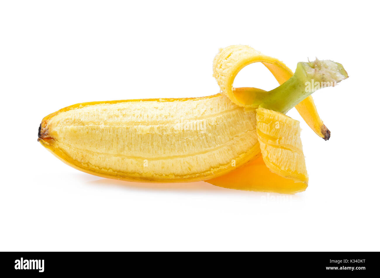 Open banana isolated on white background Stock Photo - Alamy