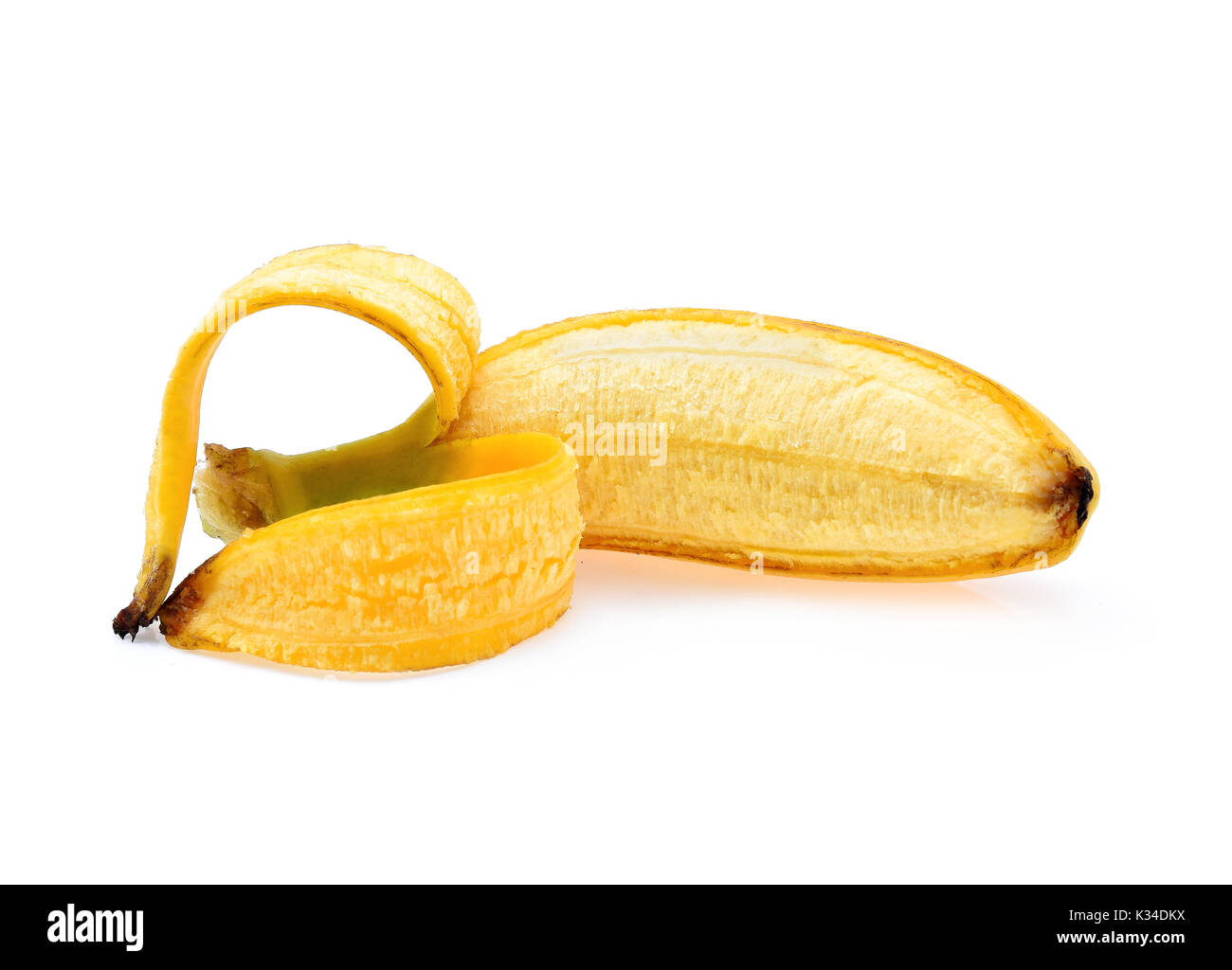 Open banana isolated on white background Stock Photo - Alamy