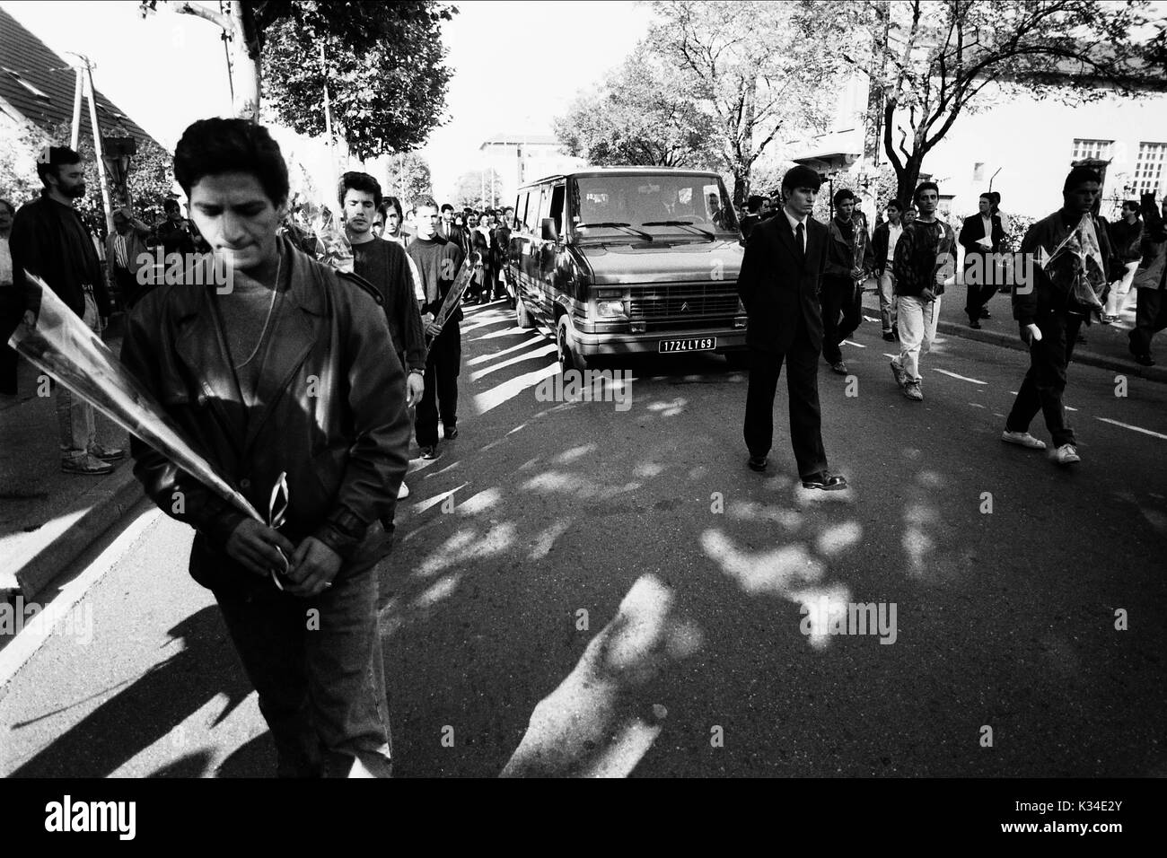 Funerals of Tomas Claudio, killed in a car crash, Vaulx-en-Velin ...