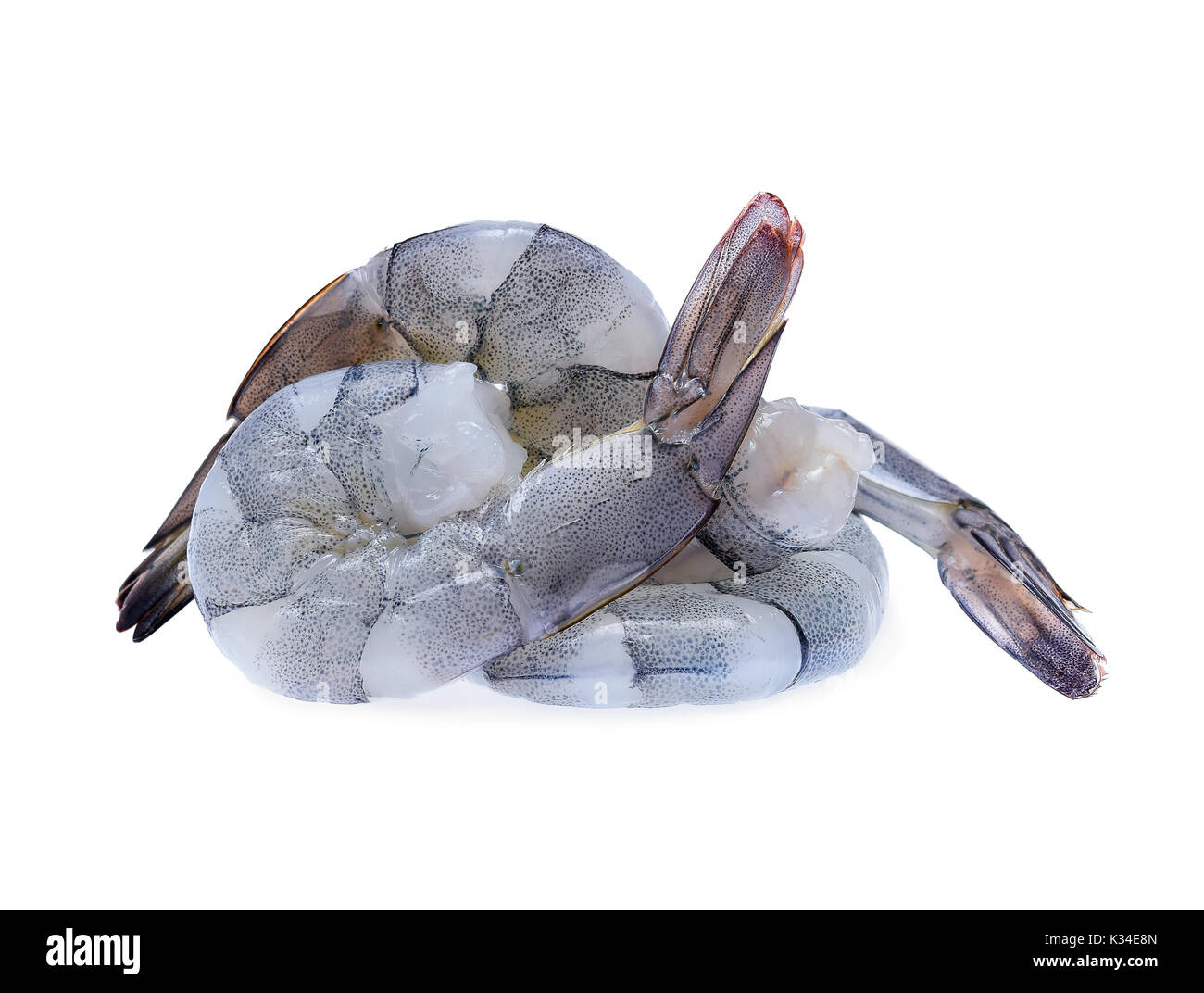 Raw prawns isolated on white background Stock Photo - Alamy