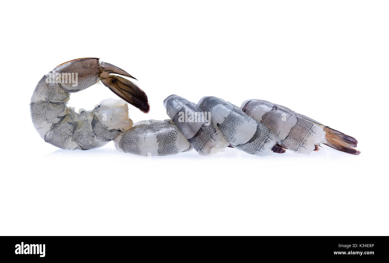 Raw prawns isolated on white background Stock Photo - Alamy