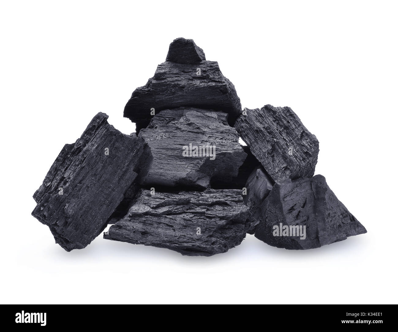 Natural wood charcoal Isolated on white, traditional charcoal or hard ...