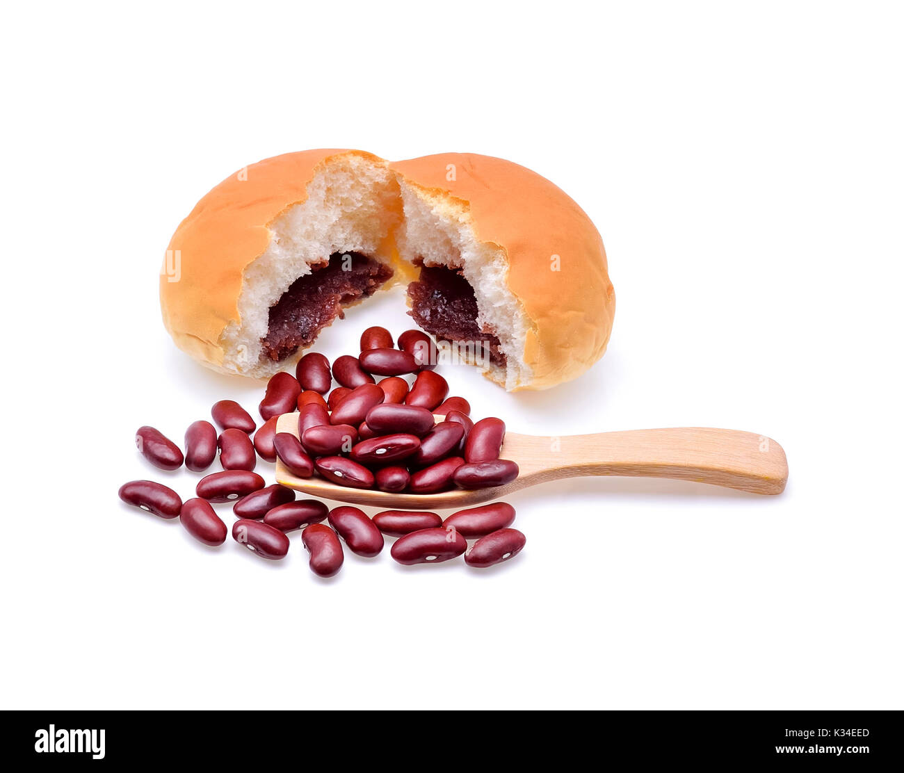 Red Bean Filled Bun on white background Stock Photo - Alamy
