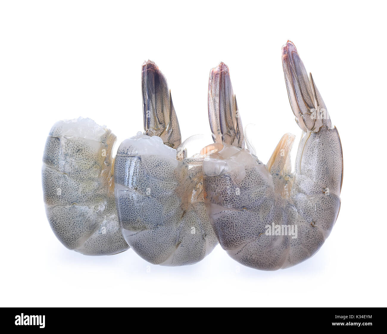 Raw prawns ion white background Stock Photo - Alamy
