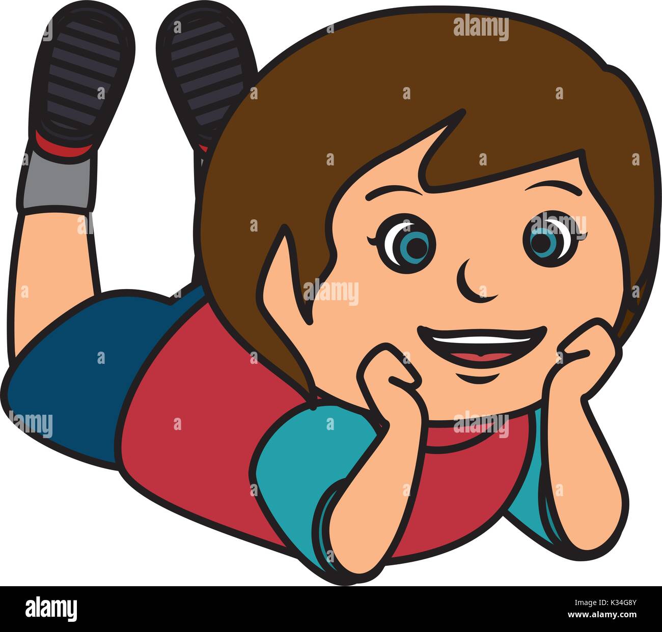 cute little boy lying character vector illustration design Stock Vector ...