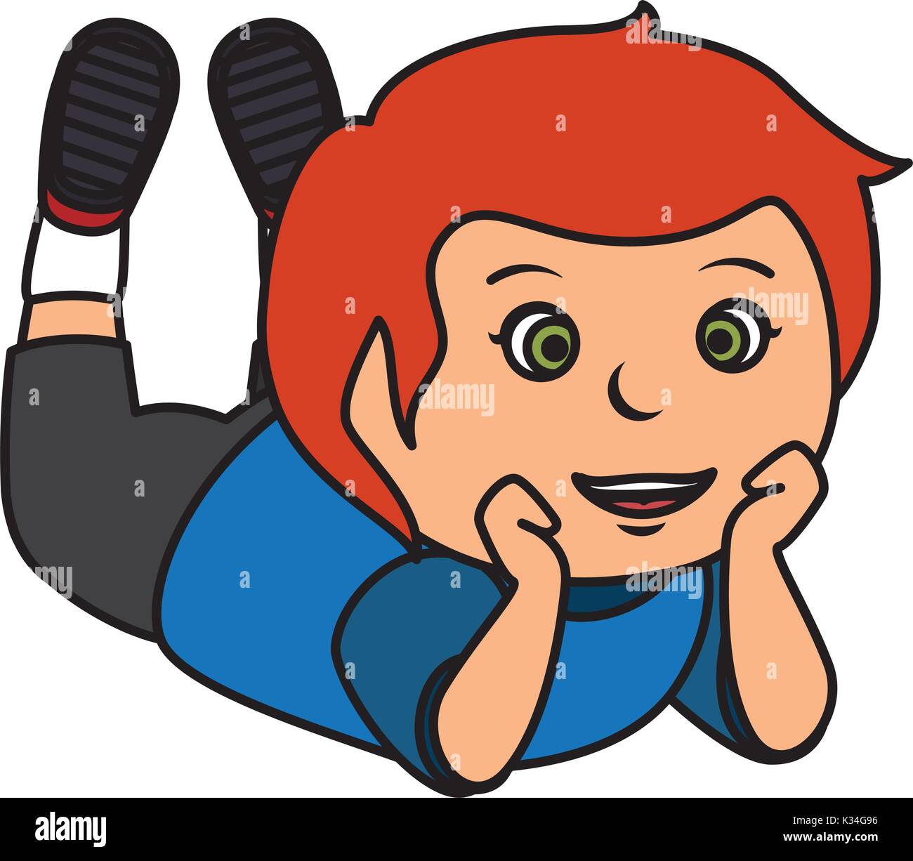 cute little boy lying character vector illustration design Stock Vector ...
