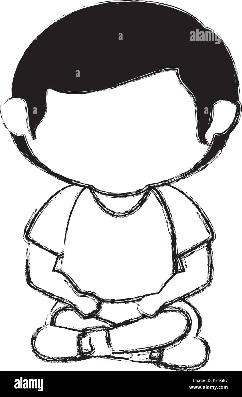 cute little boy seated character vector illustration design Stock ...