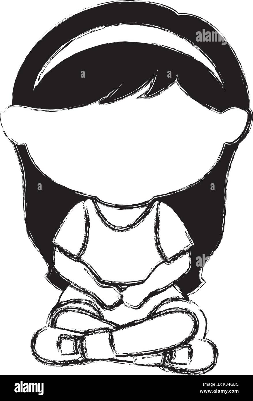 cute little girl seated character vector illustration design Stock ...