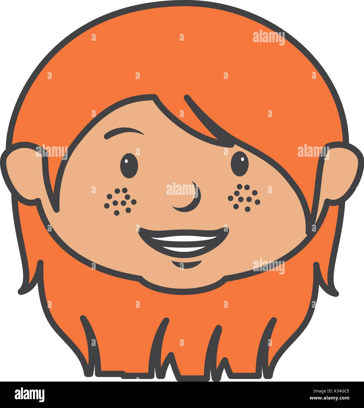 cute little girl head character vector illustration design Stock Vector ...
