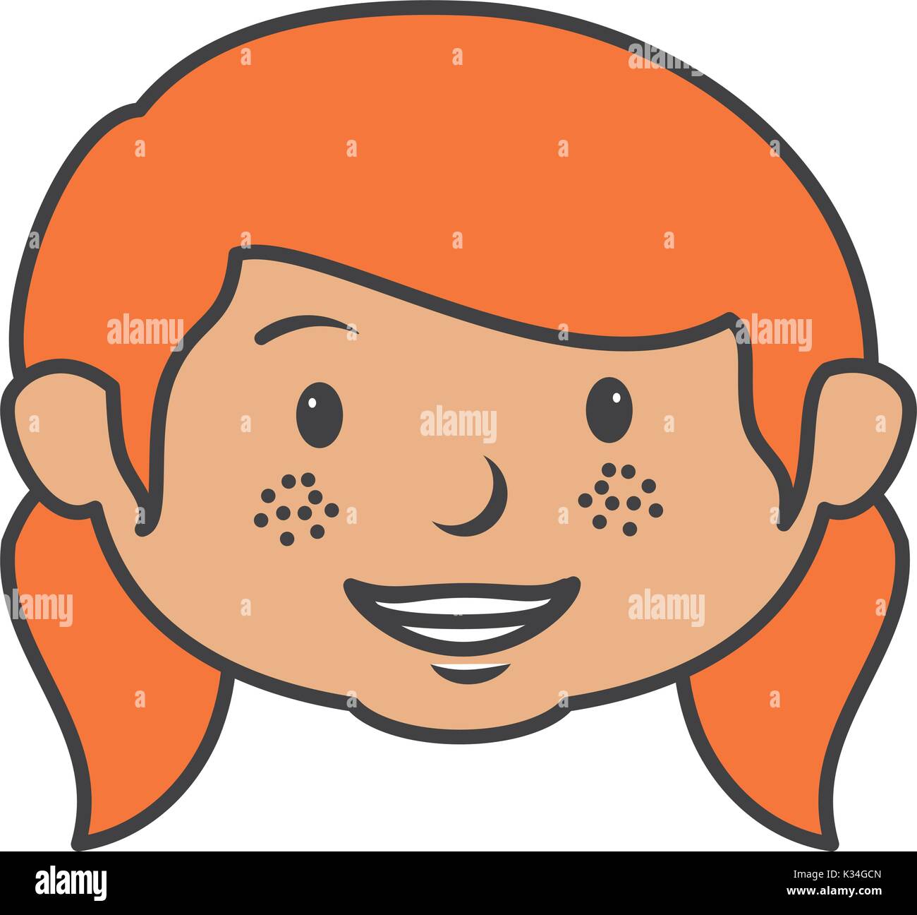 cute little girl head character vector illustration design Stock Vector ...