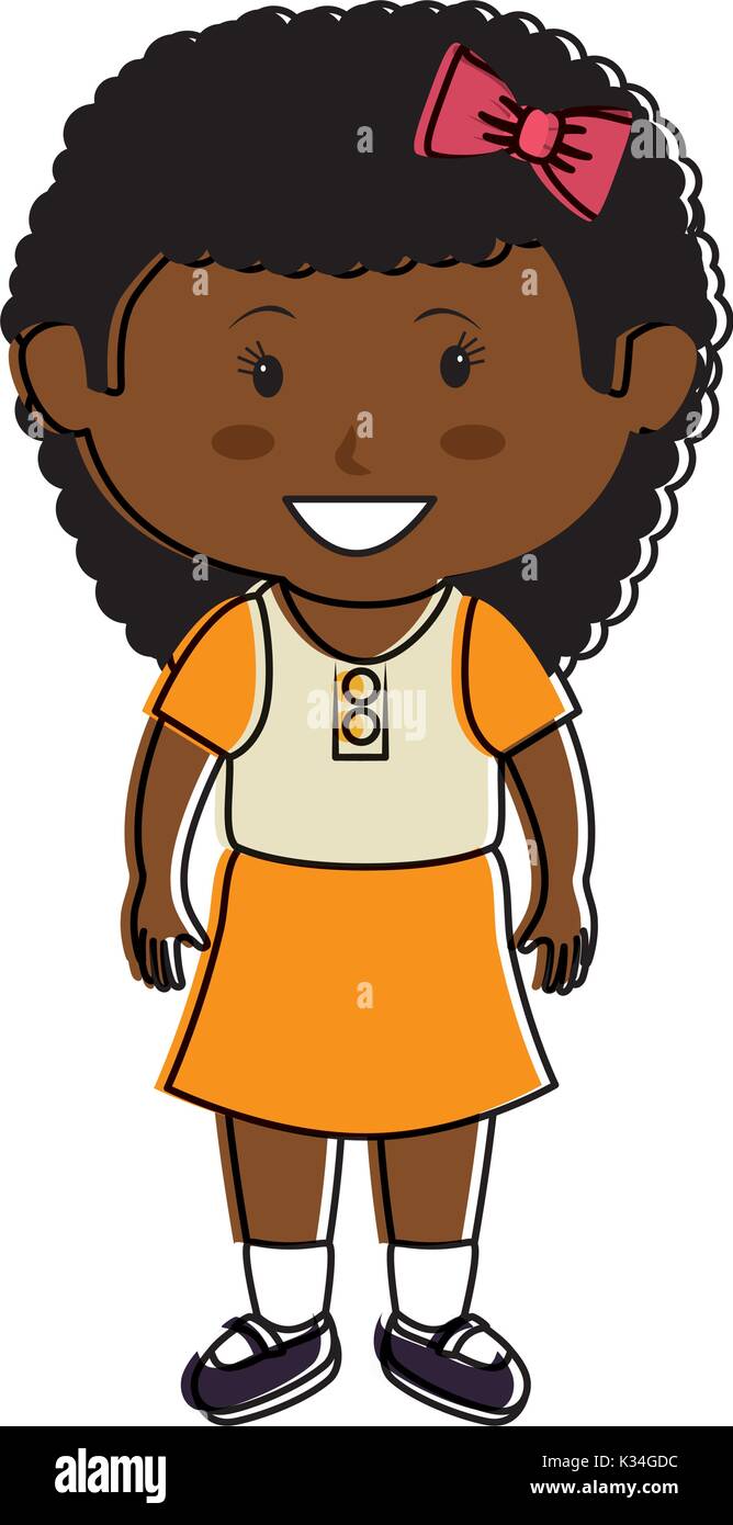 black little girl character vector illustration design Stock Vector ...