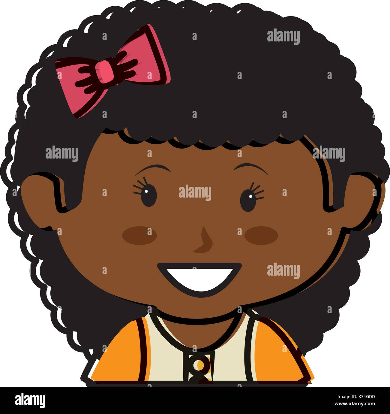 black little girl character vector illustration design Stock Vector ...