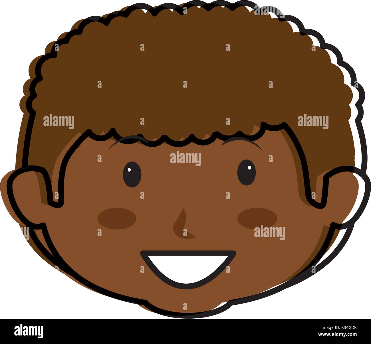 black little boy head character vector illustration design Stock Vector ...