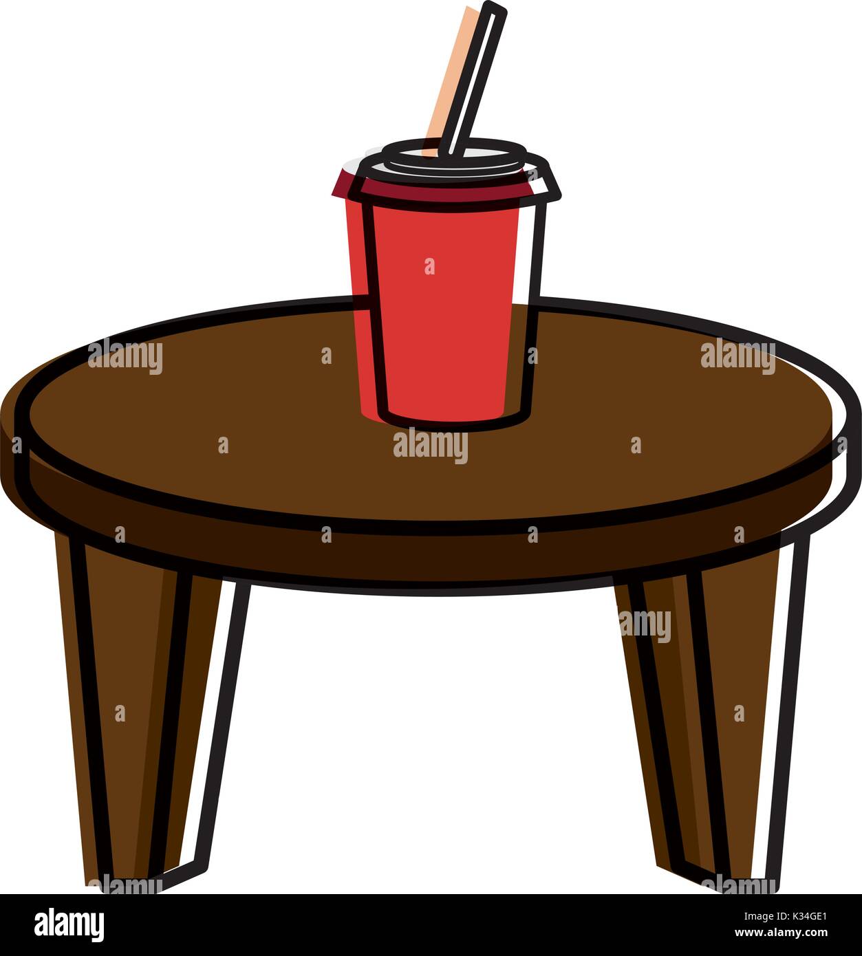 round little table with coffee vector illustration design Stock Vector ...