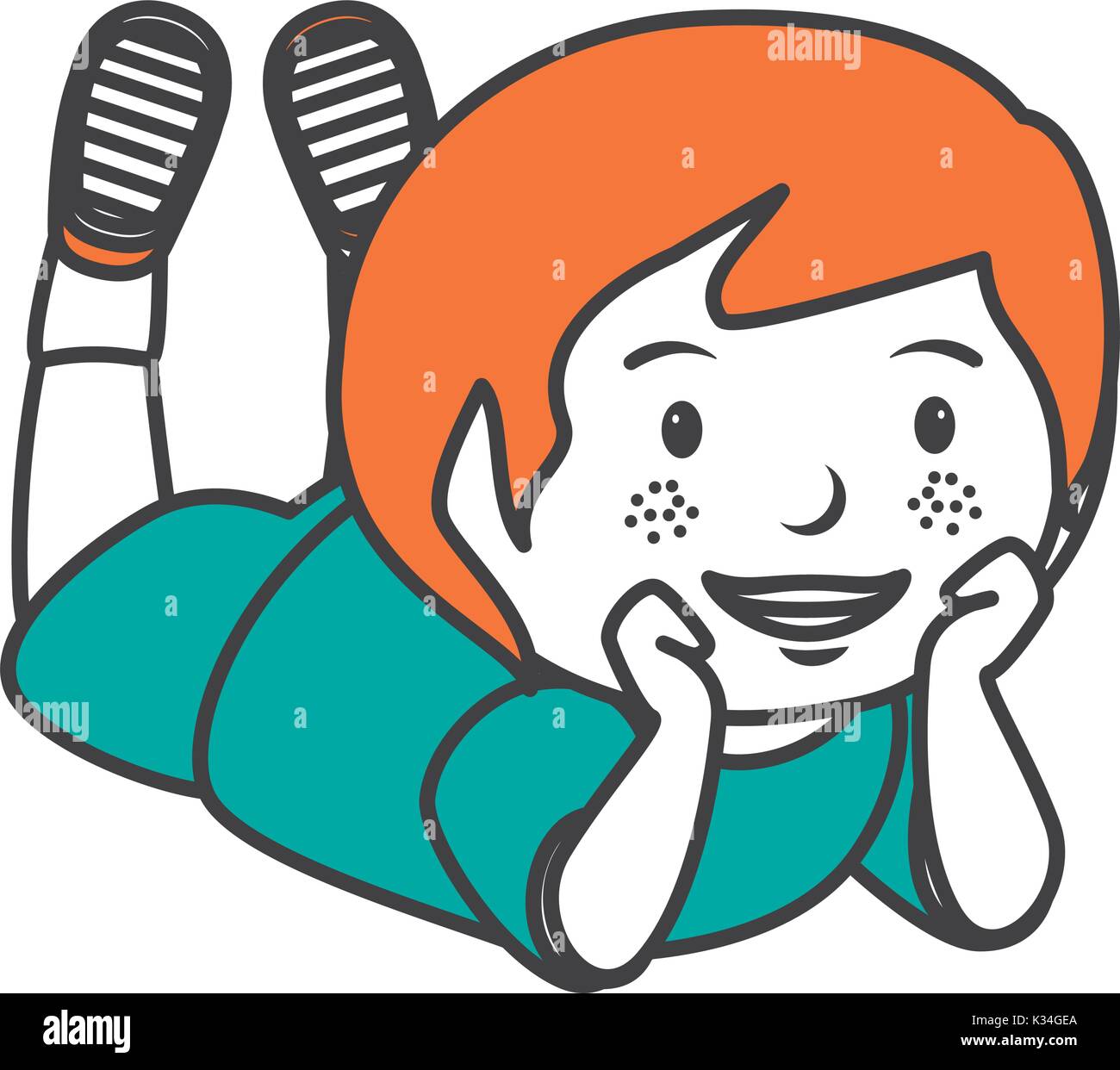 cute little boy lying character vector illustration design Stock Vector ...