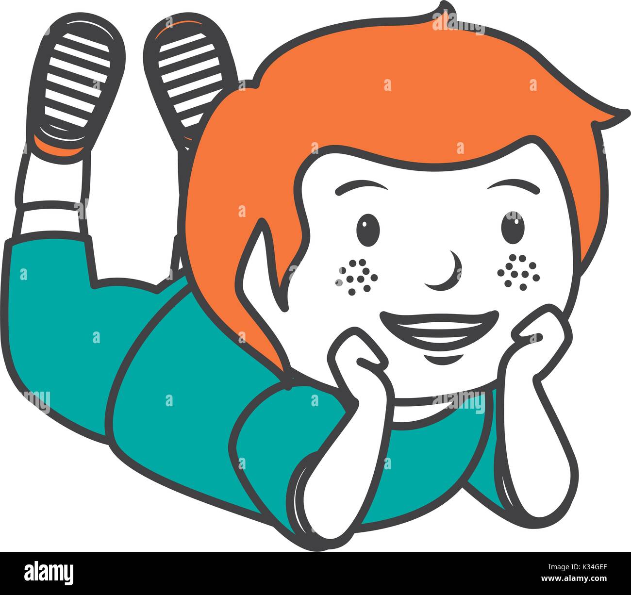 cute little boy lying character vector illustration design Stock Vector ...