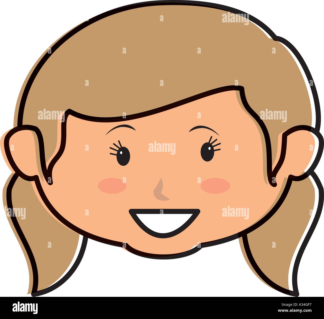 cute little girl head character vector illustration design Stock Vector ...