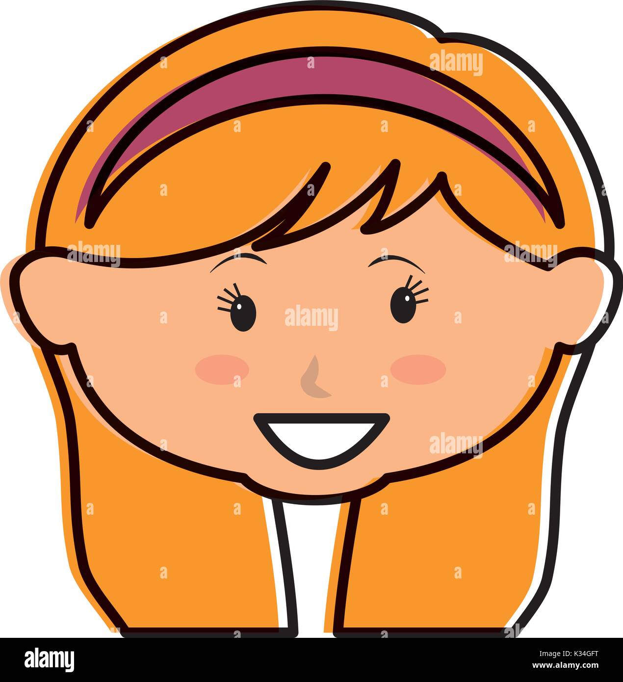 cute little girl head character vector illustration design Stock Vector ...