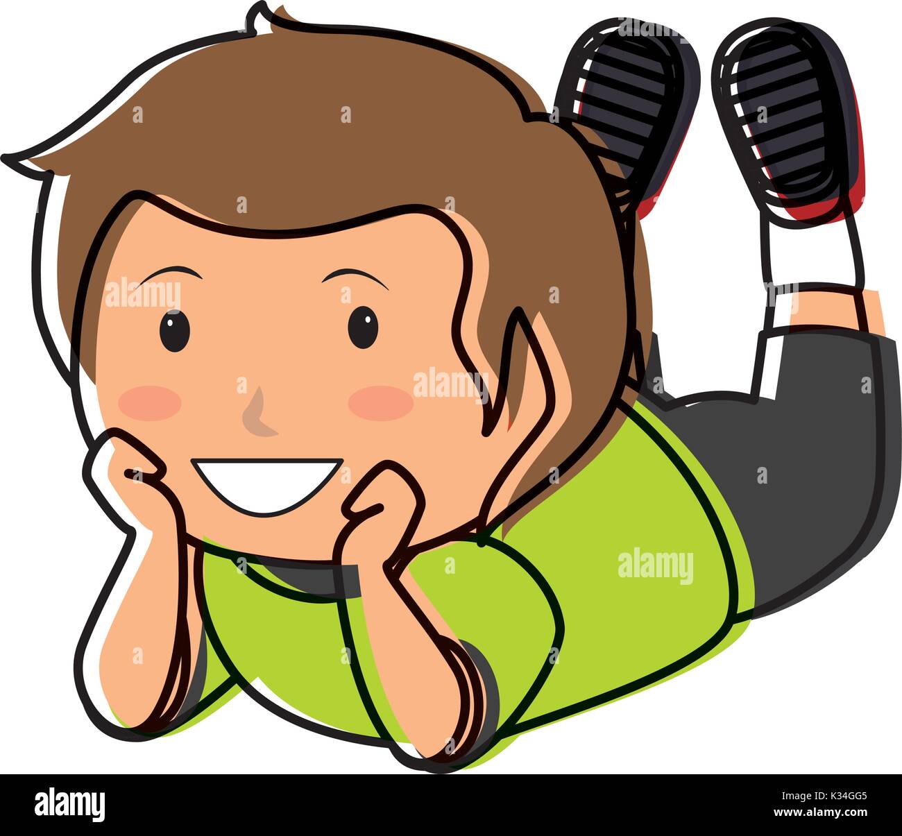 cute little boy lying character vector illustration design Stock Vector ...
