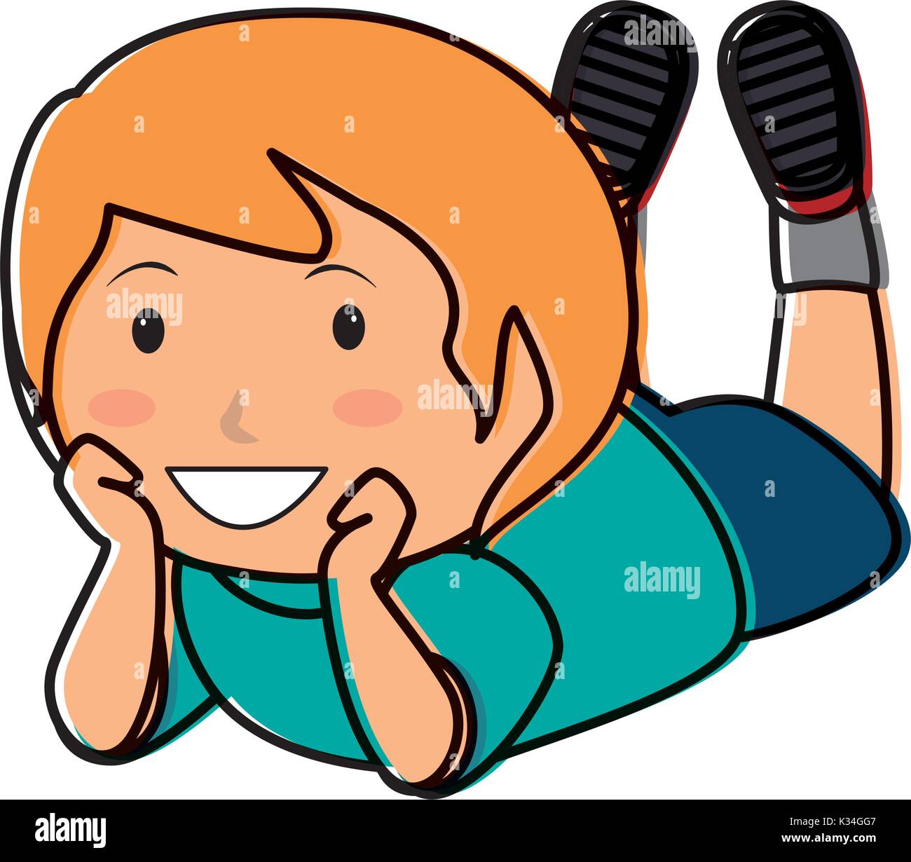 cute little boy lying character vector illustration design Stock Vector ...