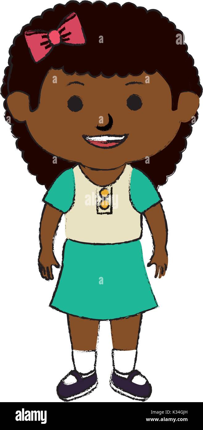 black little girl character vector illustration design Stock Vector ...