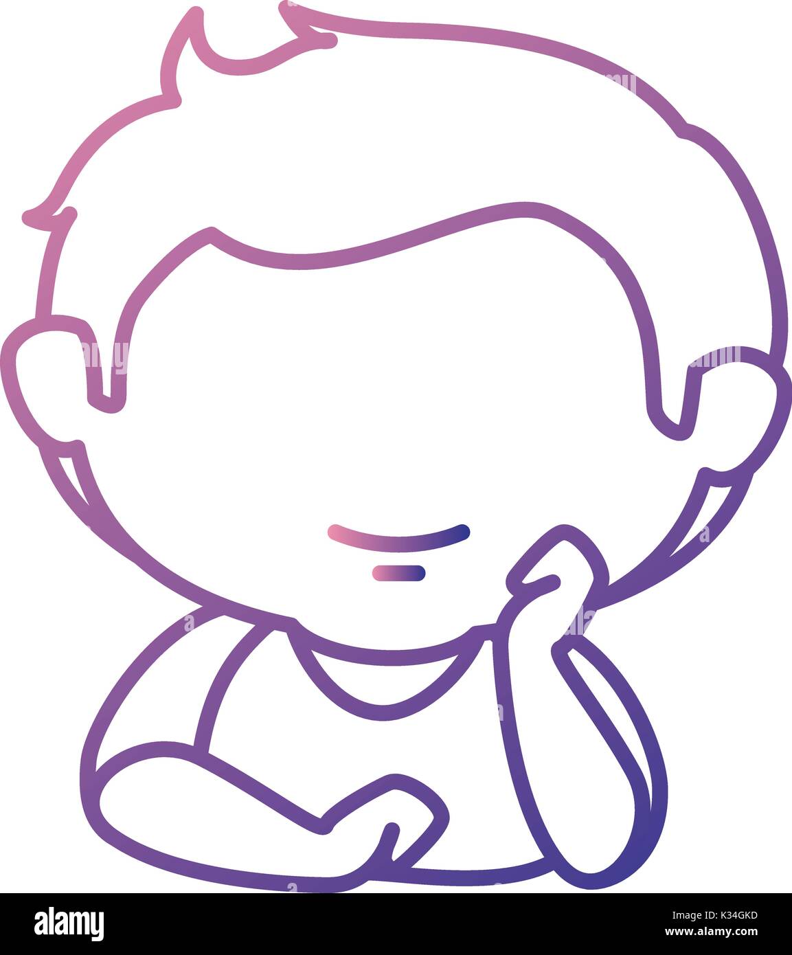 cute little boy lying character vector illustration design Stock Vector ...