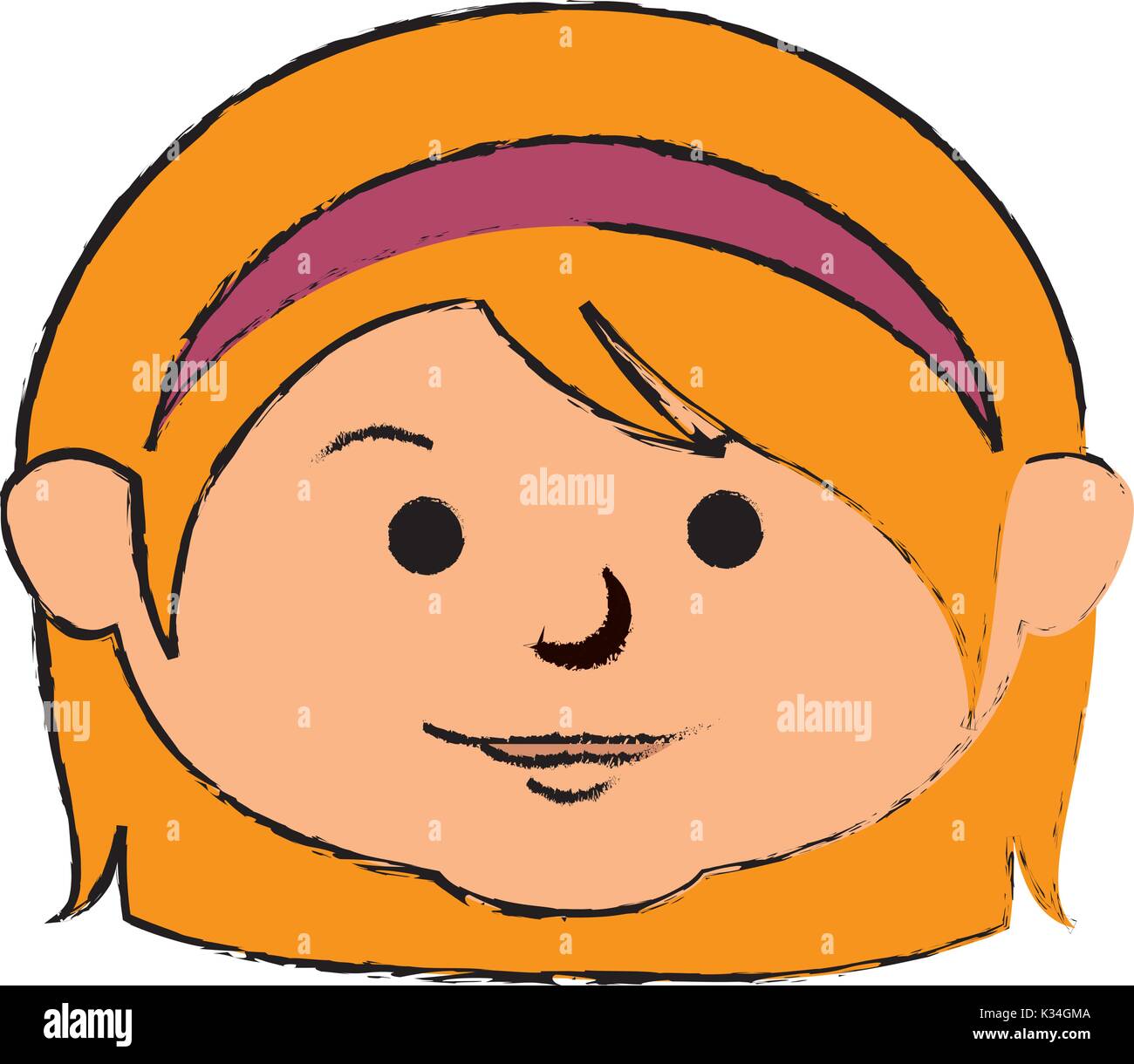 cute little girl head character vector illustration design Stock Vector ...