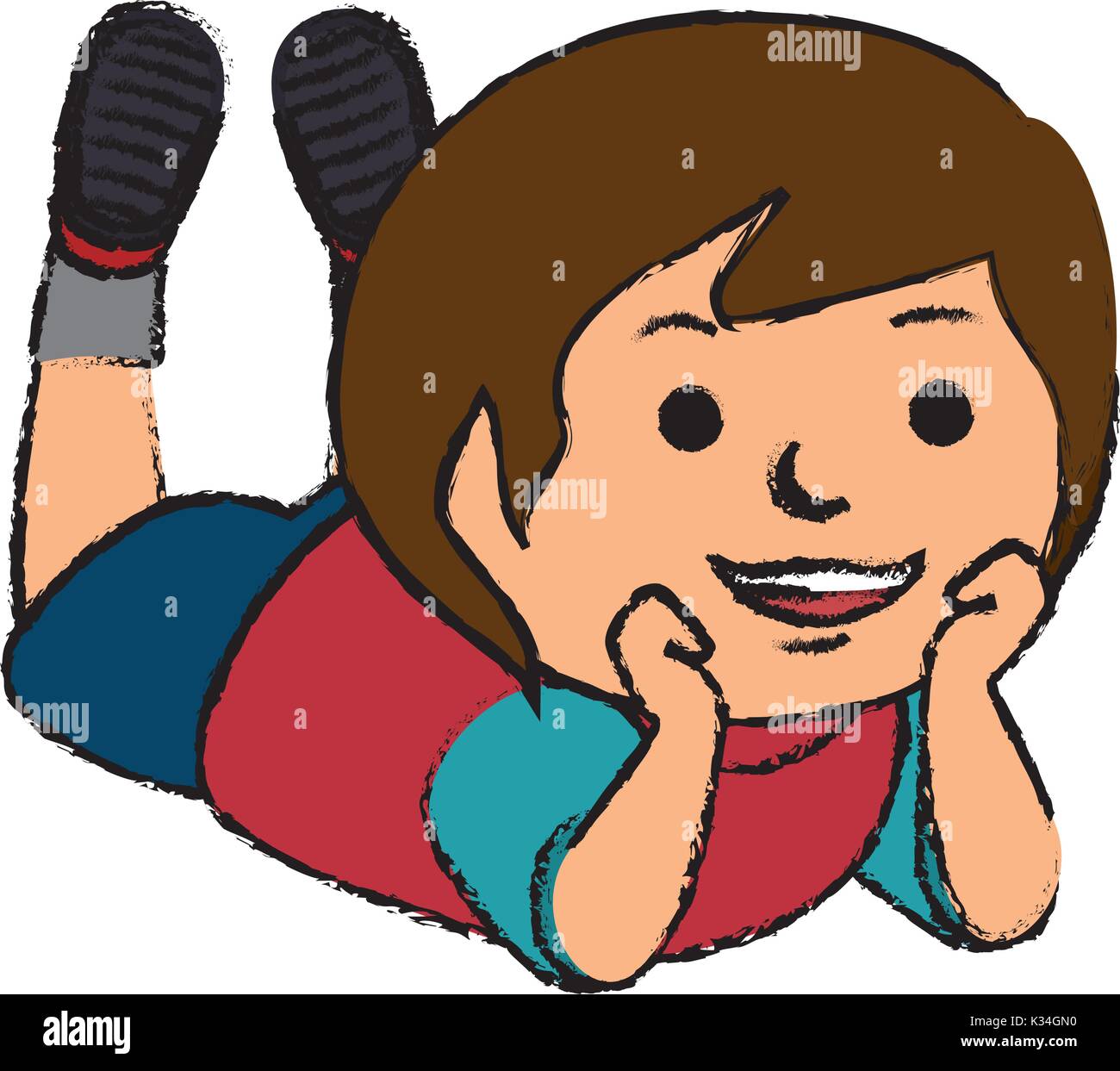 cute little boy lying character vector illustration design Stock Vector ...