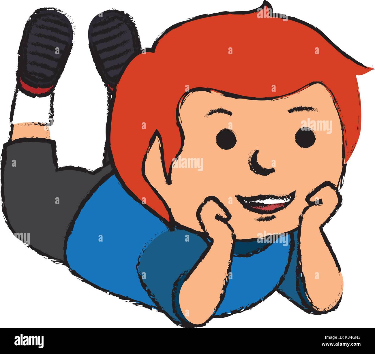 cute little boy lying character vector illustration design Stock Vector ...
