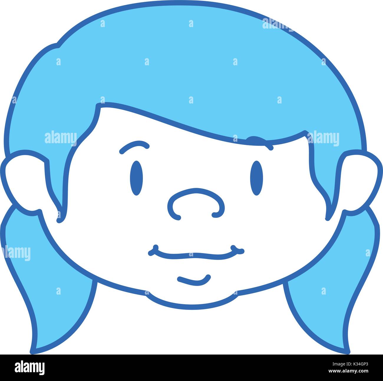 cute little girl head character vector illustration design Stock Vector ...