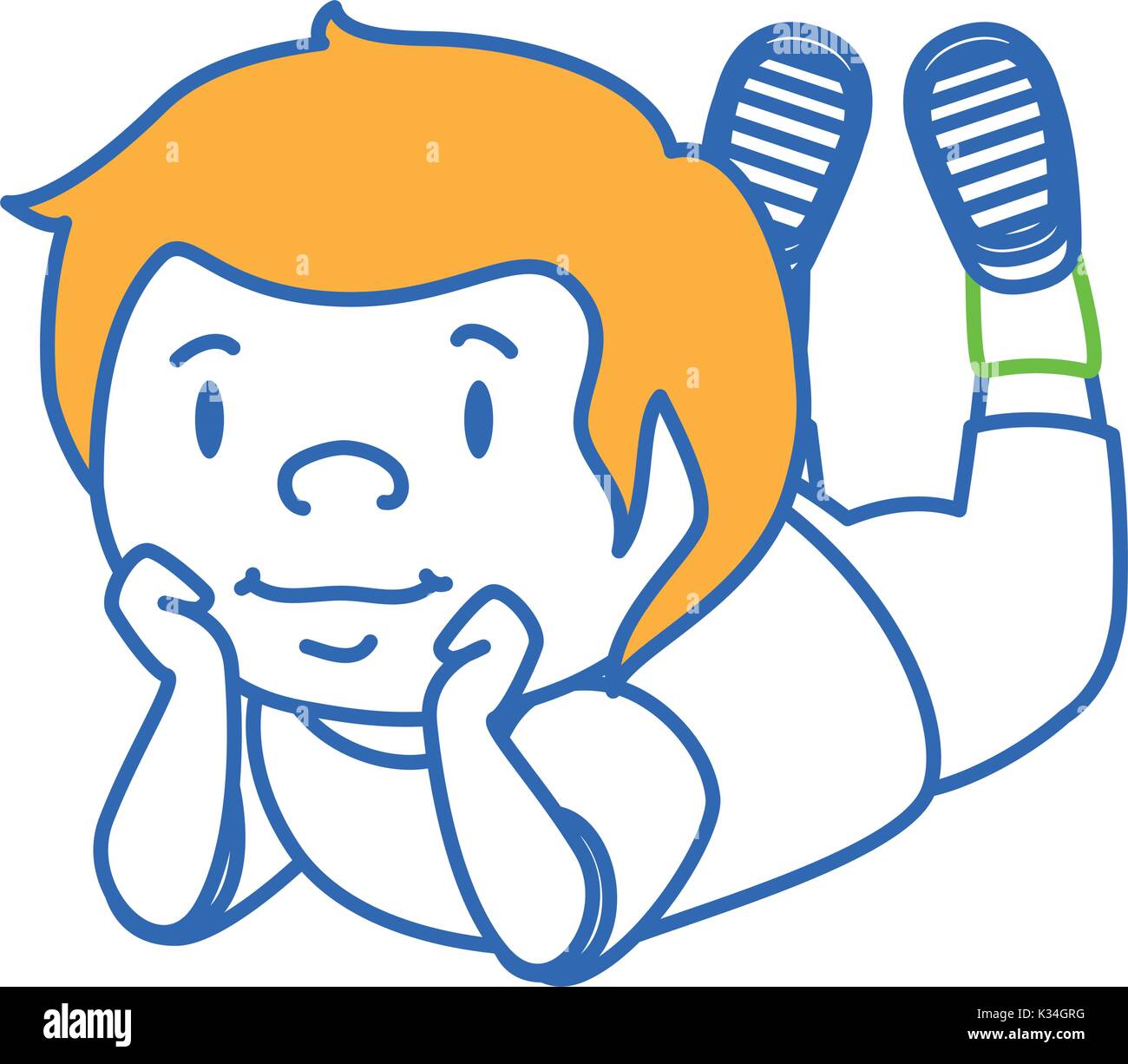 cute little boy lying character vector illustration design Stock Vector ...
