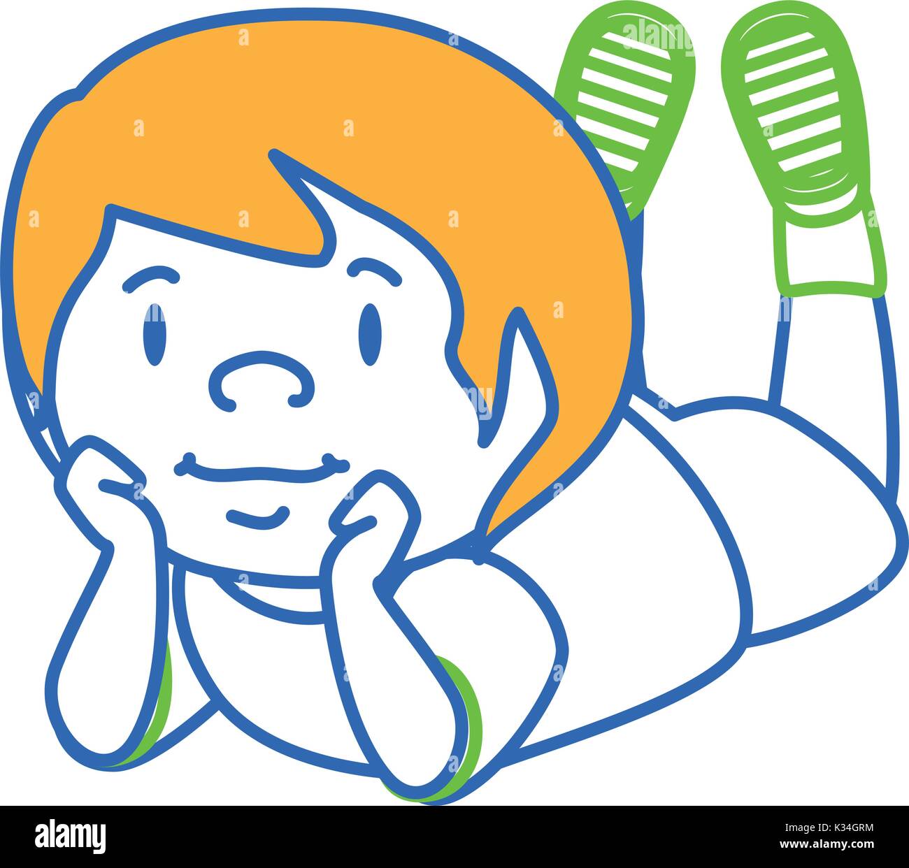 cute little boy lying character vector illustration design Stock Vector ...