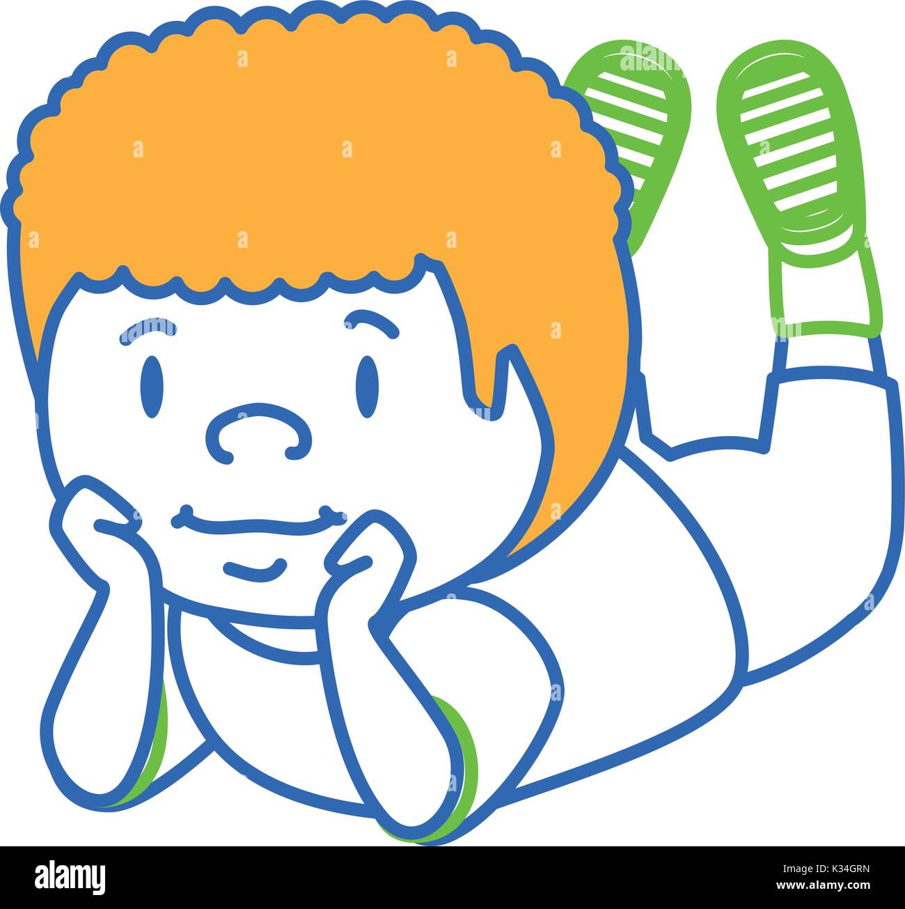 cute little boy lying character vector illustration design Stock Vector ...