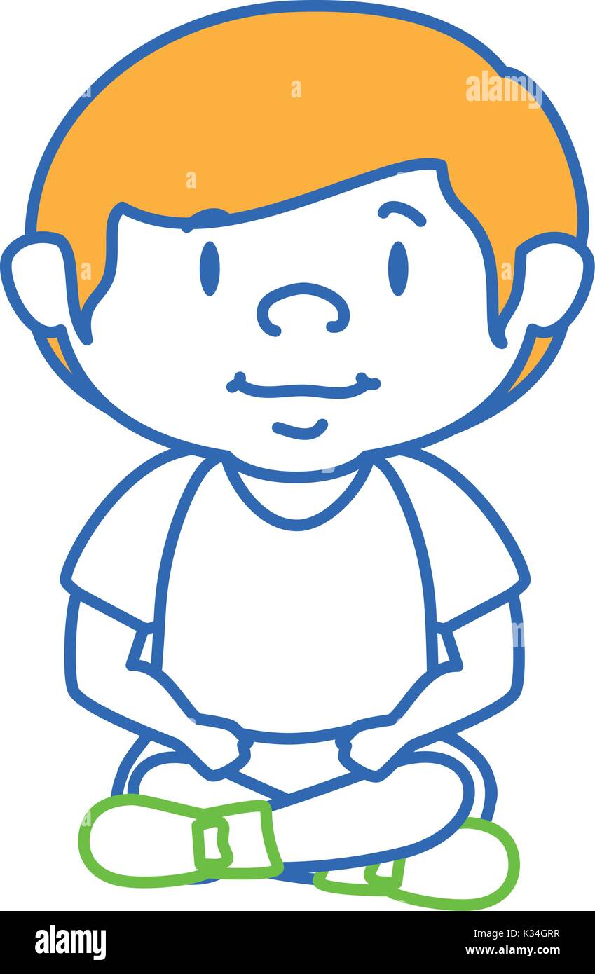 cute little boy seated character vector illustration design Stock ...
