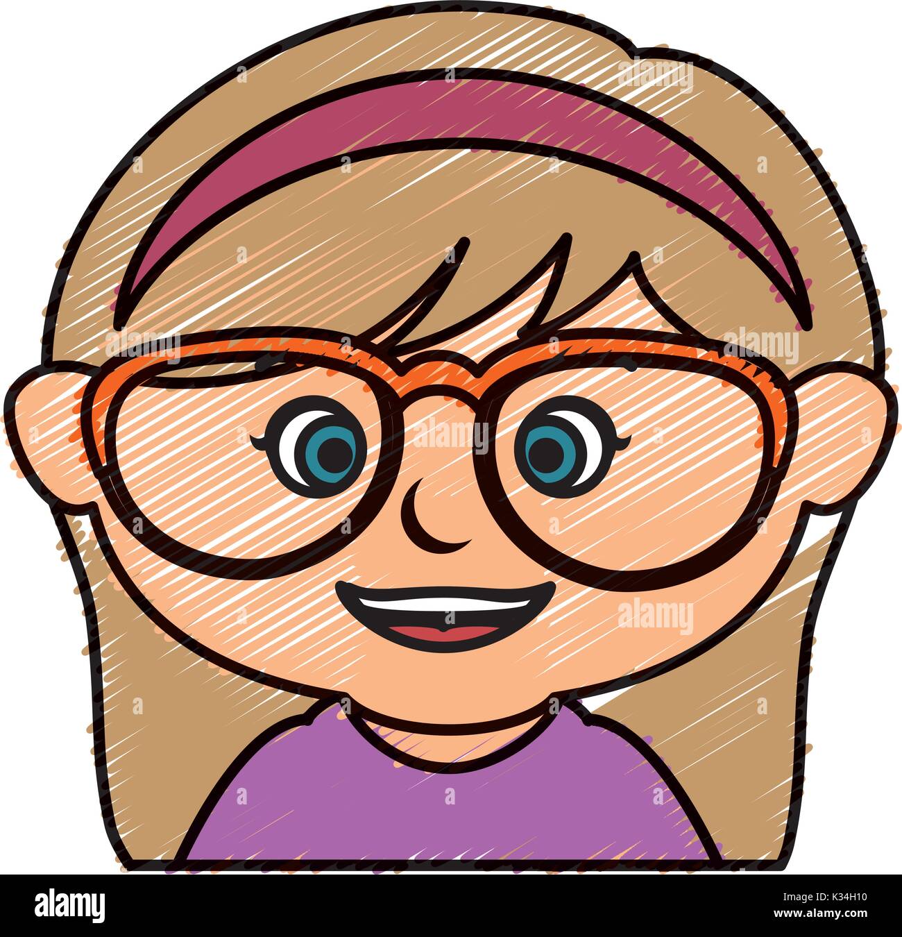 Happy Cartoon Girl With Glasses