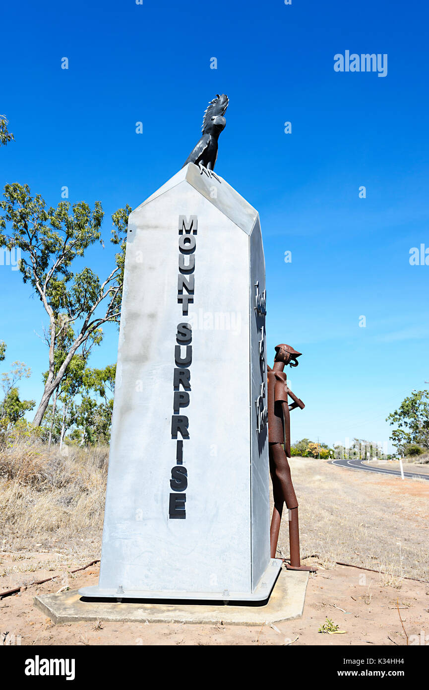 Mount Surprise monument at the town entrance, Atherton Tablelands, Far ...