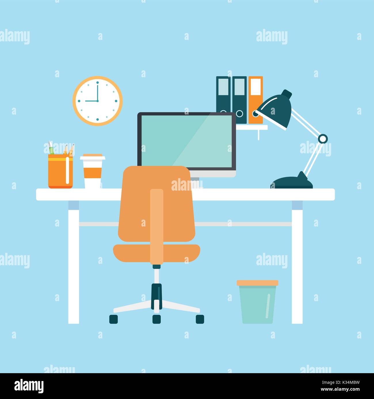 office workplace flat design Stock Vector Image & Art - Alamy