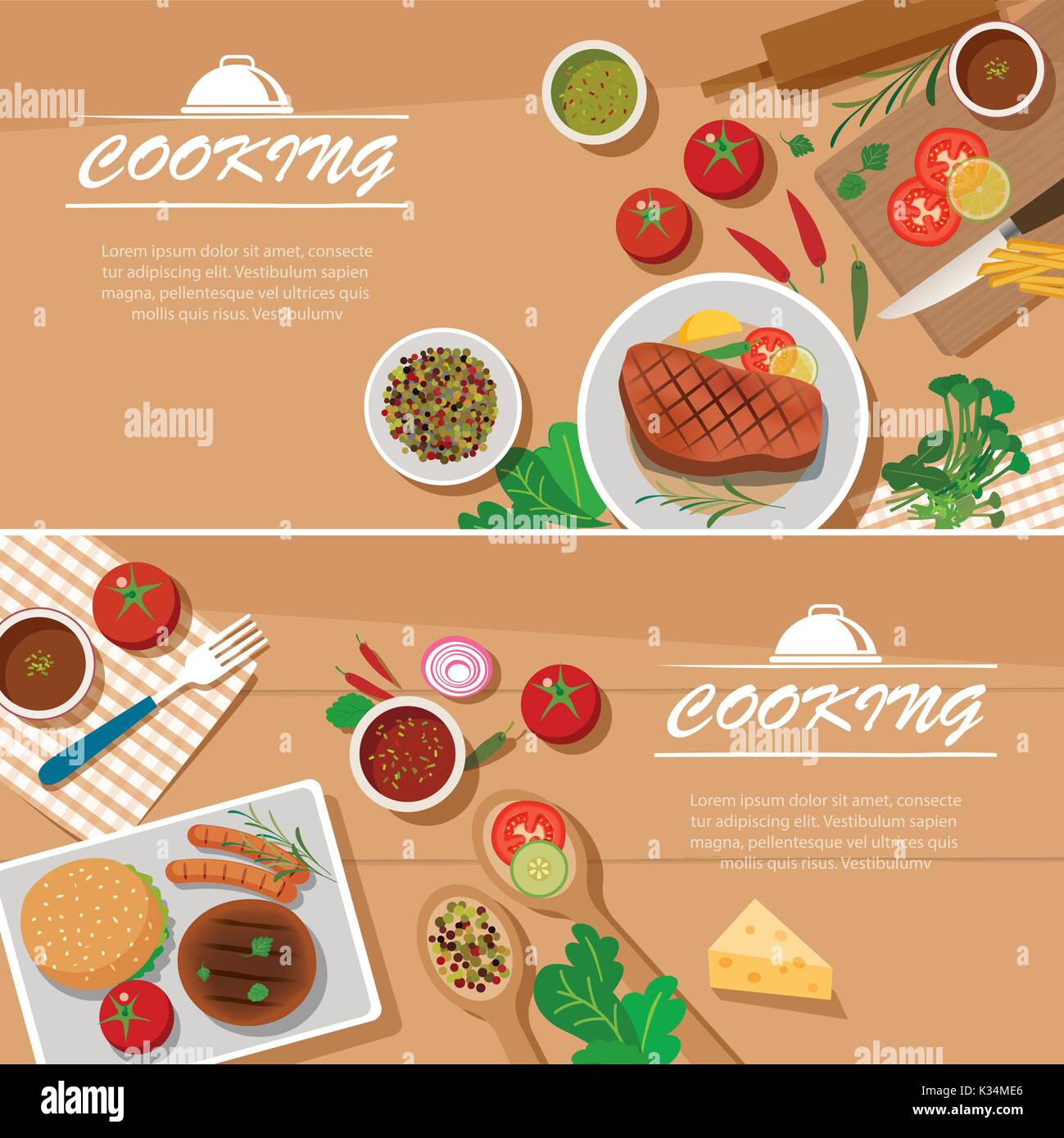 cooking banner flat design template Stock Vector Image & Art - Alamy