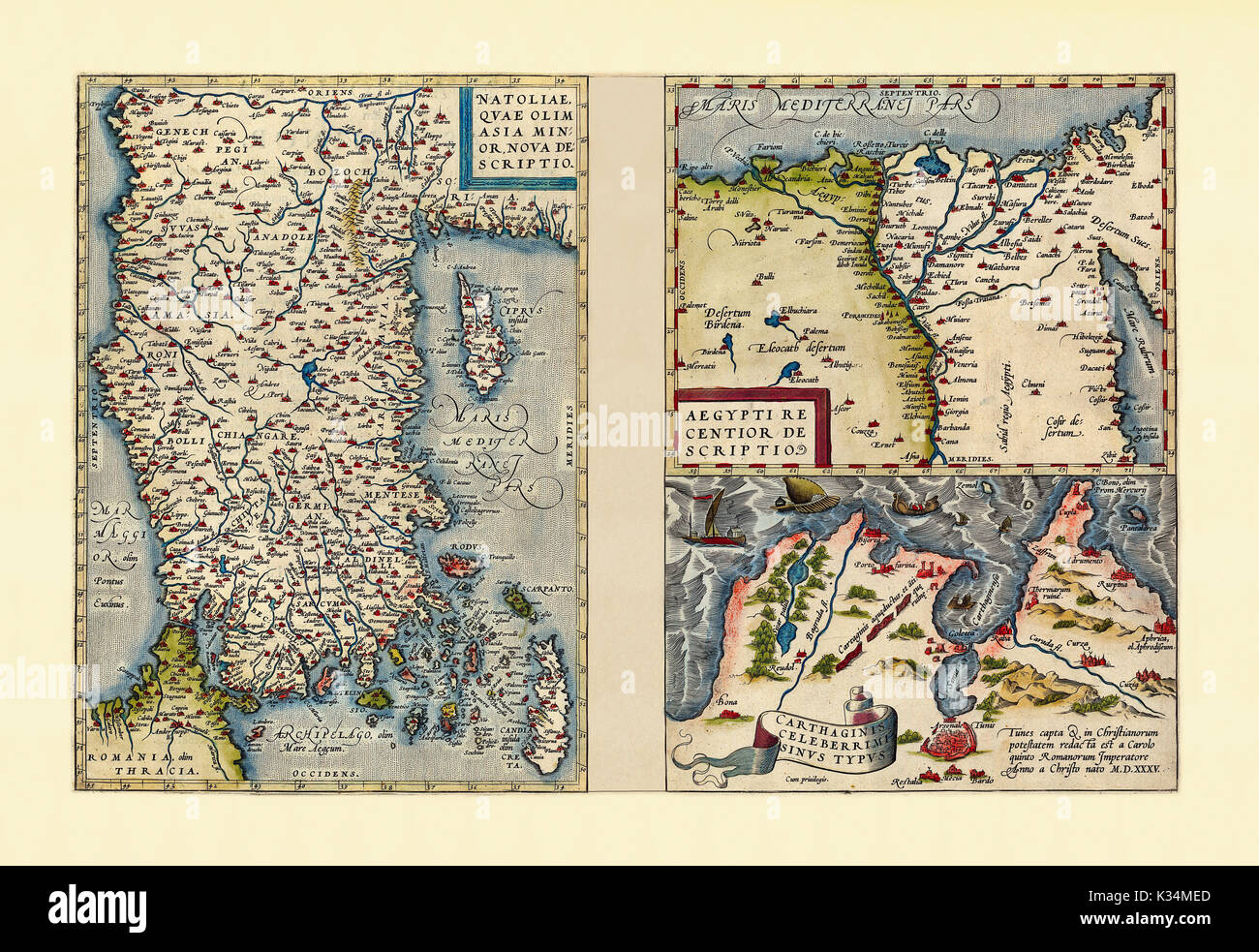Old detailed maps of Anatolia, Nile Delta and Tunis surroundings ...