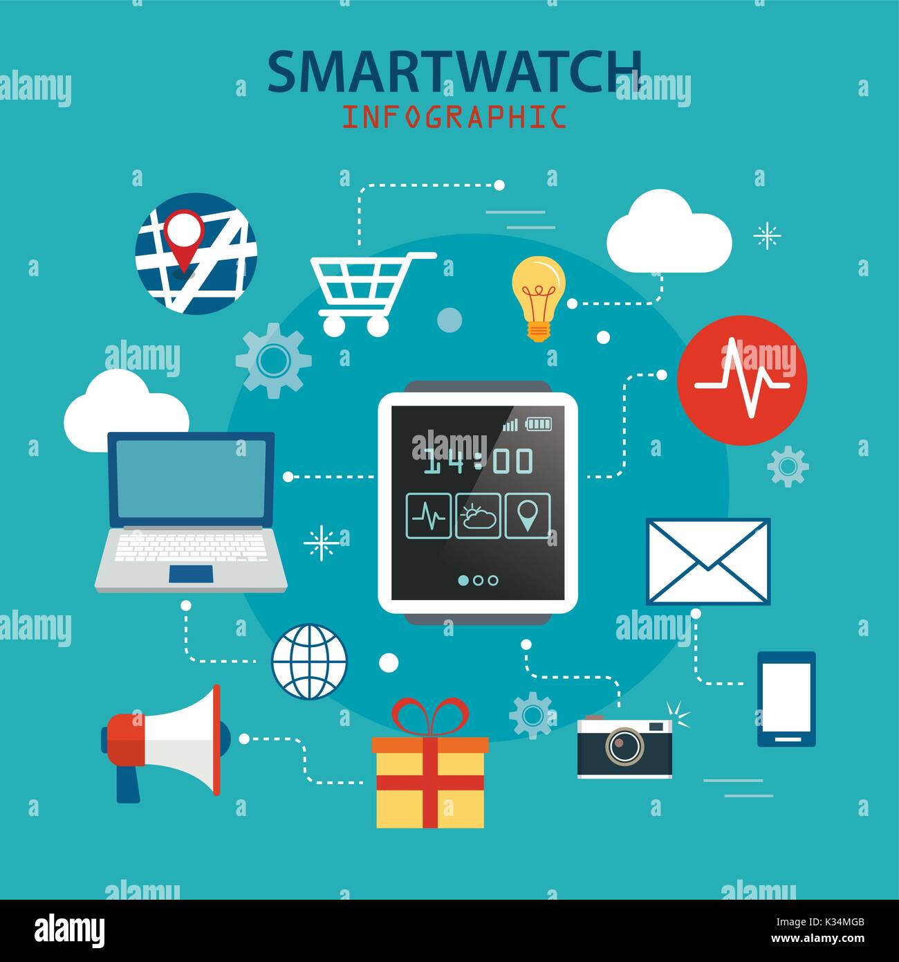 Wearable technology smart watch infographic hi-res stock photography ...