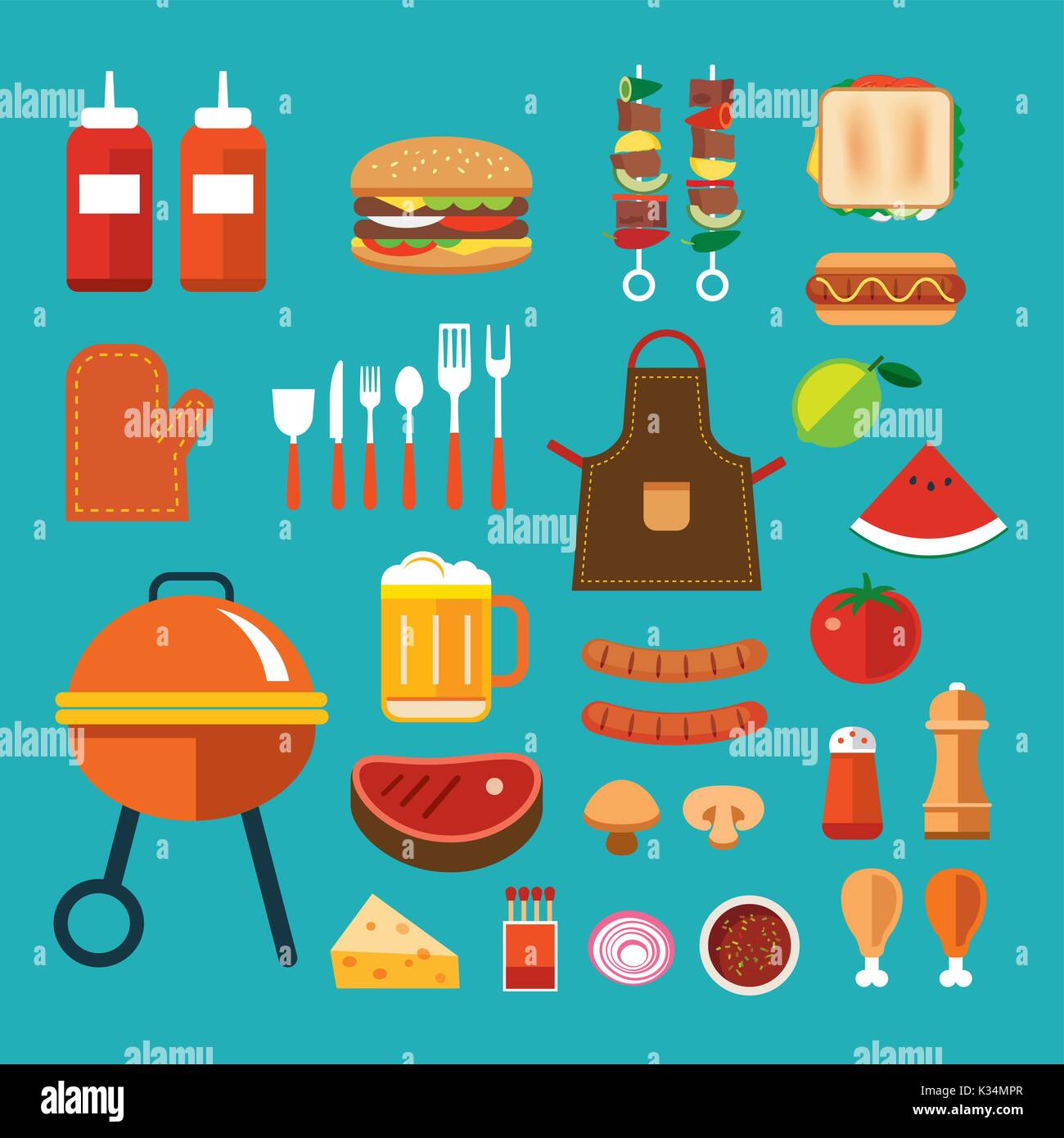 Flat chicken grill Stock Vector Images - Alamy