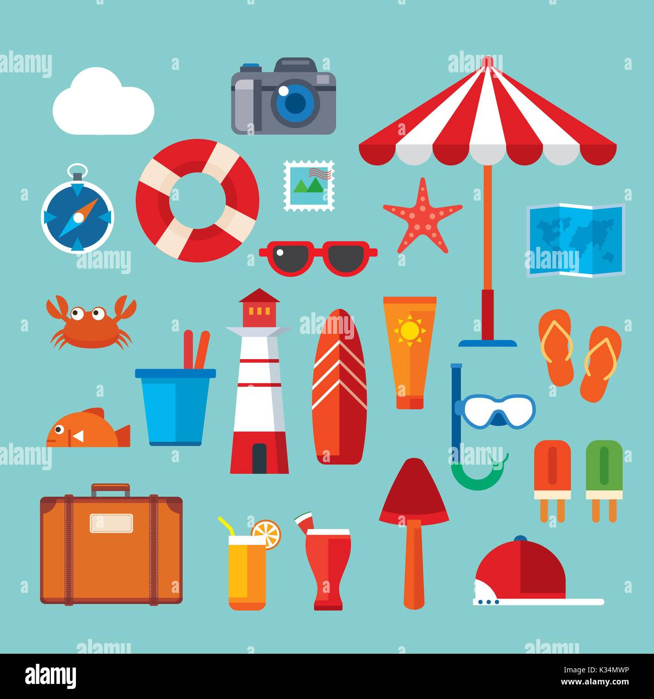 Flat summer design hi-res stock photography and images - Alamy