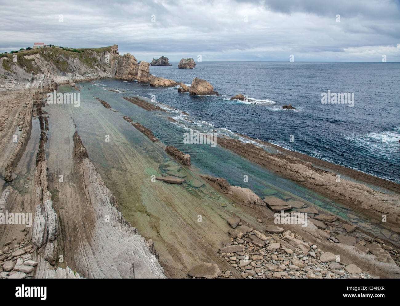 Cantabria, Costa Quebrada, amazing rock formations along the coastline ...