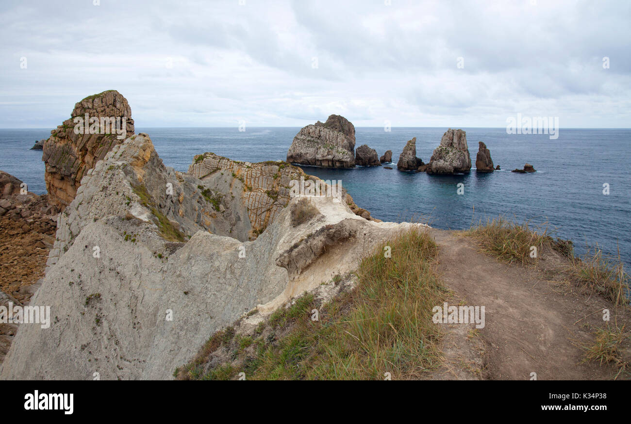 Cantabria, Costa Quebrada, rugged landscape around Liencres Stock Photo ...