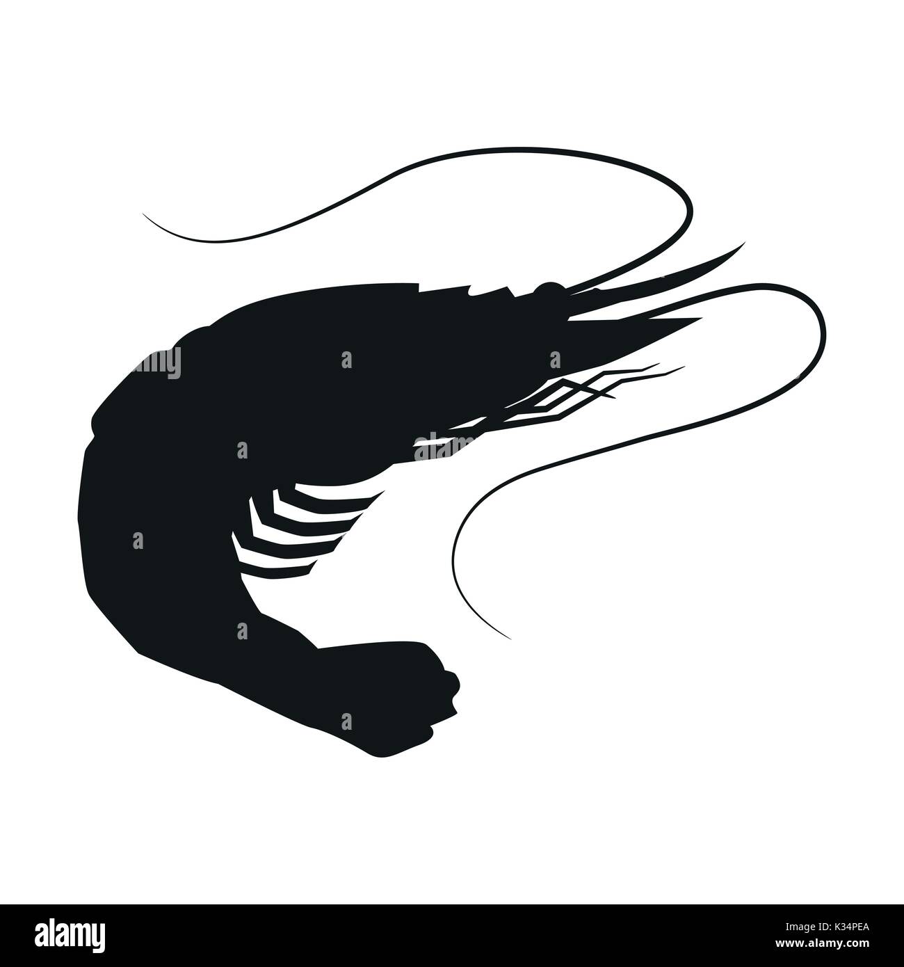 Shrimp icon, Shrimp silhouette seafood shop label, isolated vector sign ...