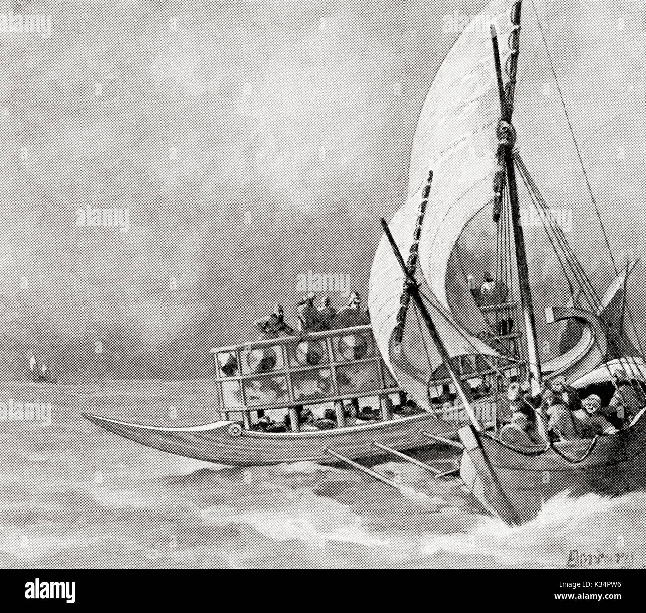 The capture, by Assyrians, of an Ionian pirate ship, 8th century BC ...