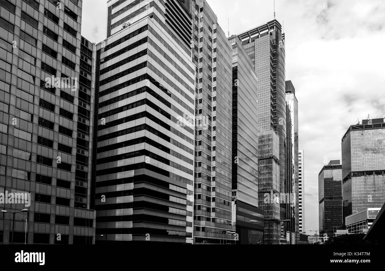 Hong Kong Modern office building with B&W color Stock Photo - Alamy